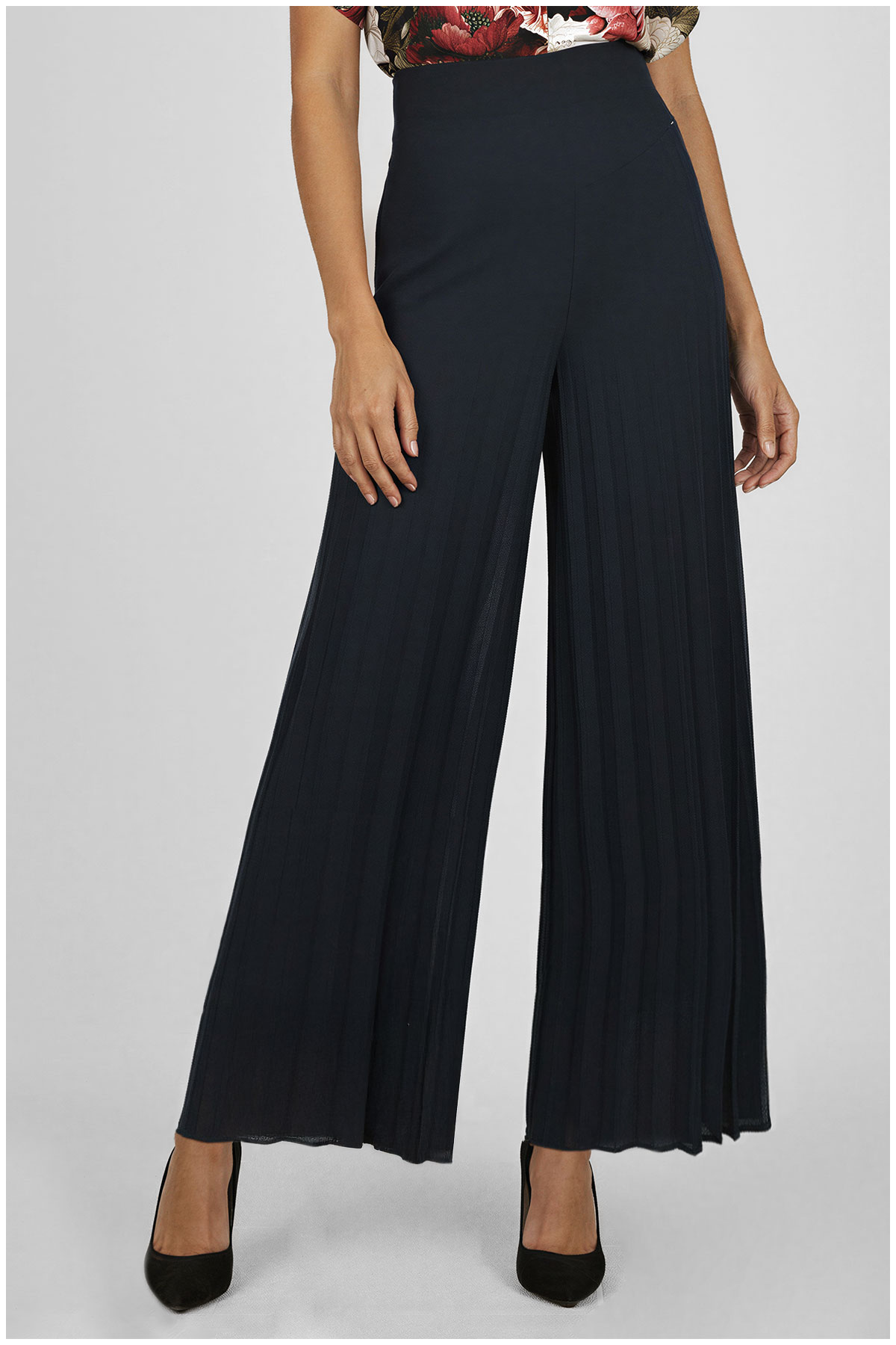 Elegantne teget plisirane pantalone | Modna kuća Luna