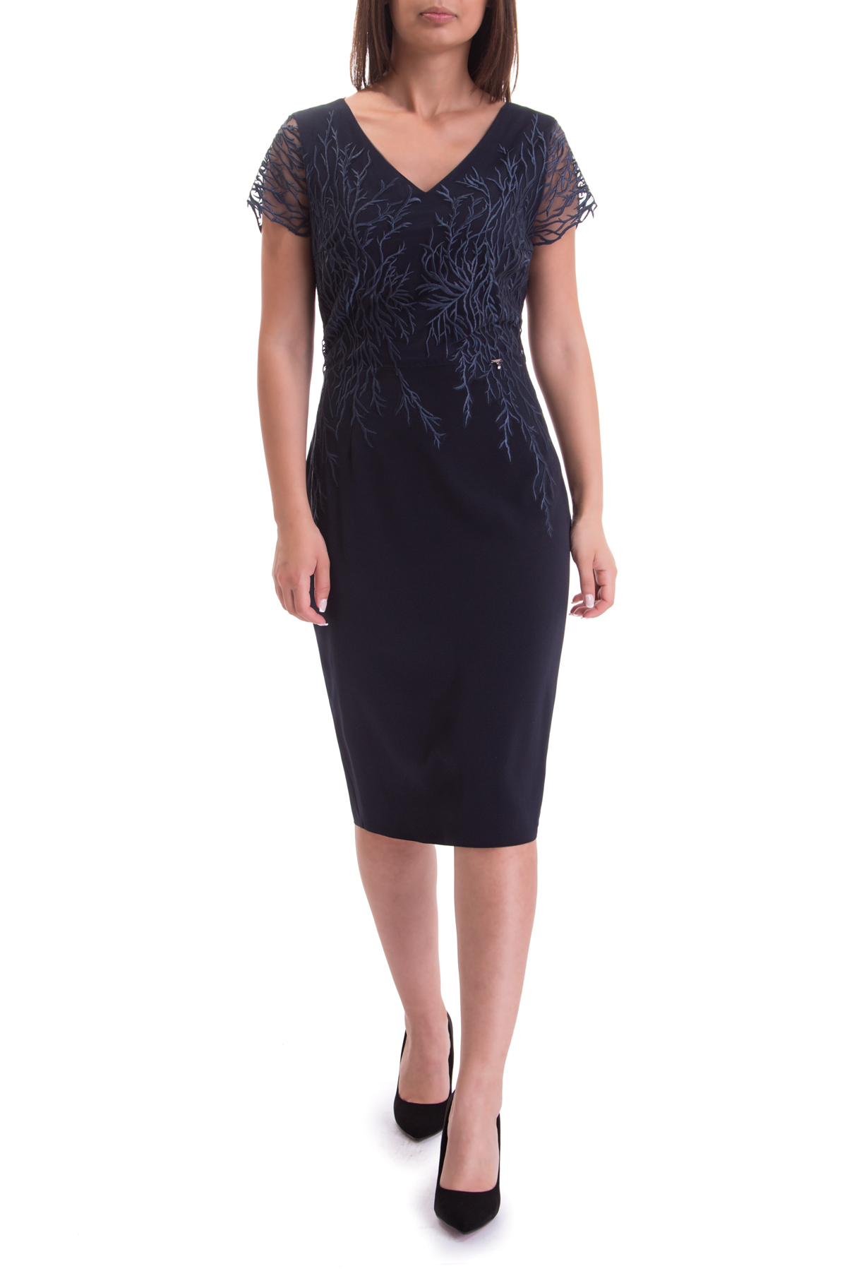 Elegantna Luna uska haljina sa čipkanom aplikacijom u predelu biste i V ...