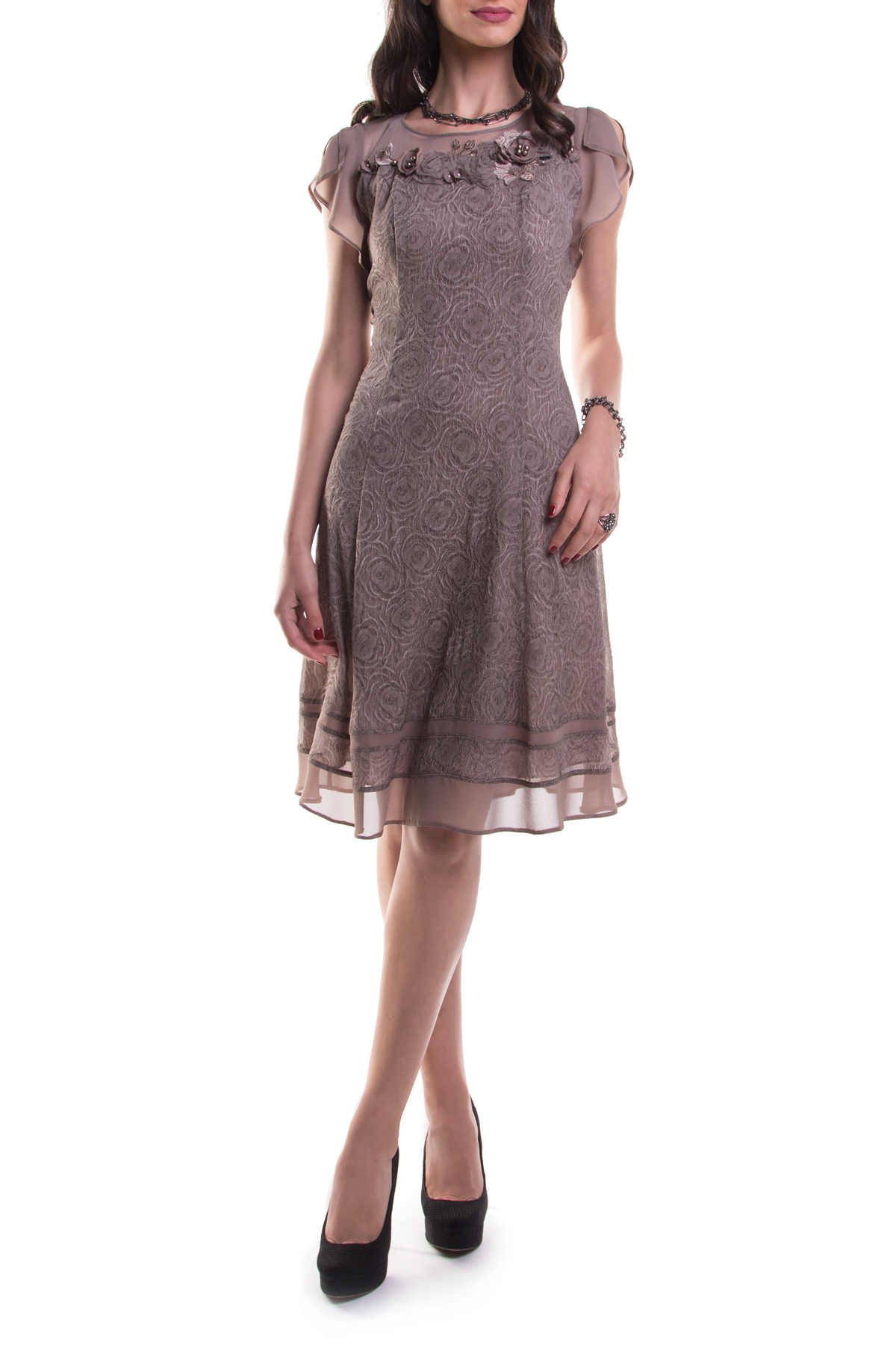 Formal Luna wide dress with asymmetrical sleeves, formal collection ...