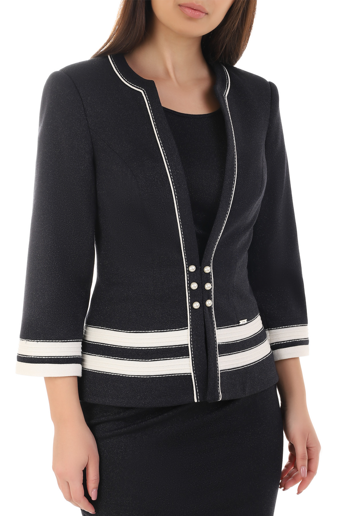 Elegantni sako bez revera sa tri-četvrt rukavima | Modna kuća Luna