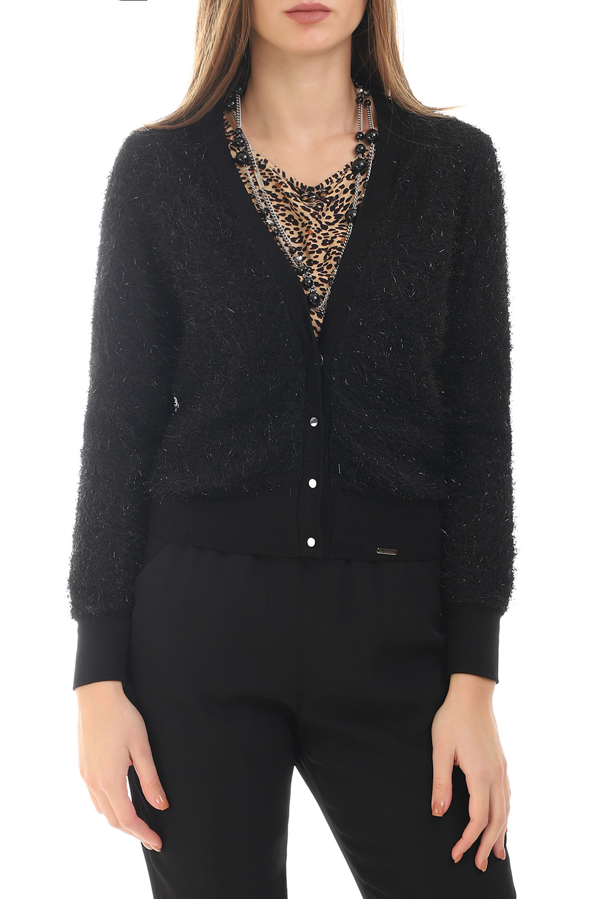 Crni džemper od čupave pletnine | Modna kuća Luna