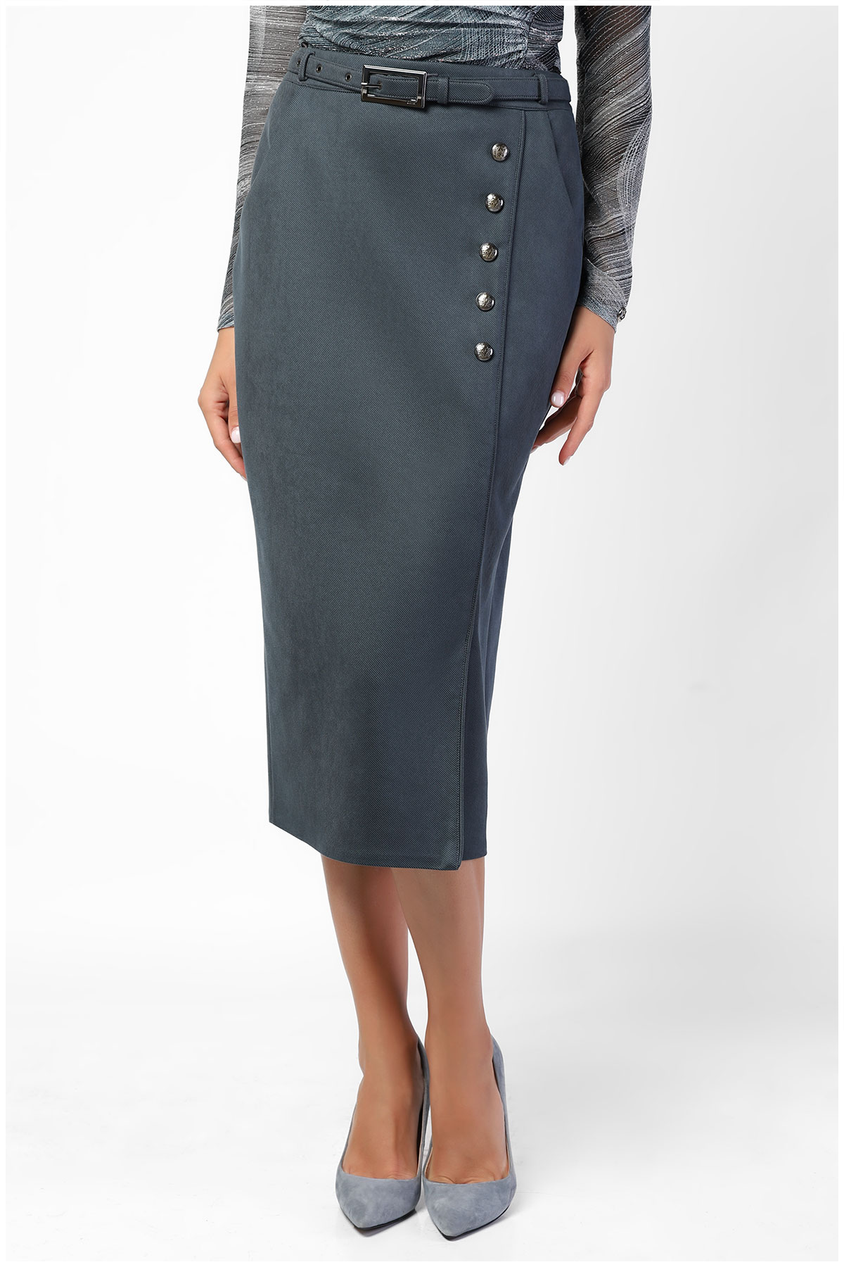 Duga pencil suknja sa elegantnim dugmićima na boku | Modna kuća Luna