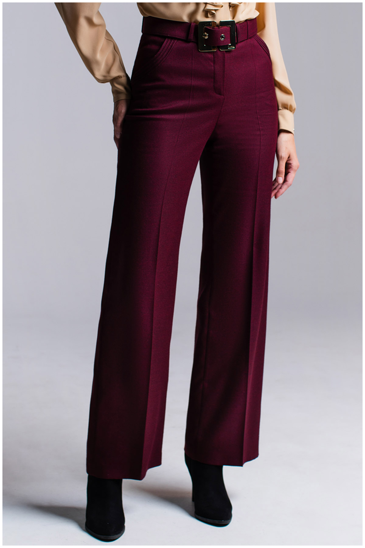Elegantne bordo pantalone ravnog kroja | Modna kuća Luna