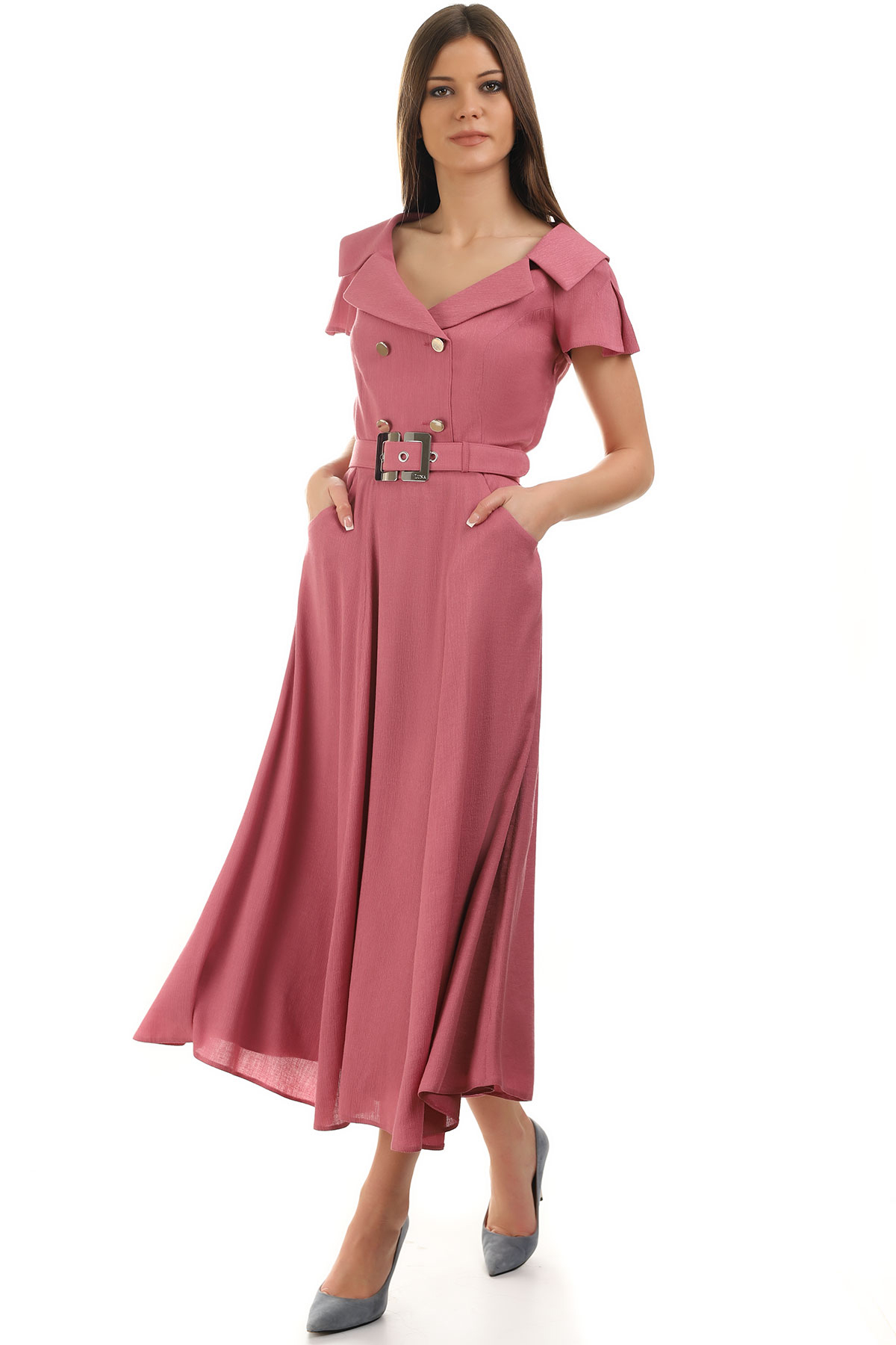 Long belted dress | Luna Fashion House