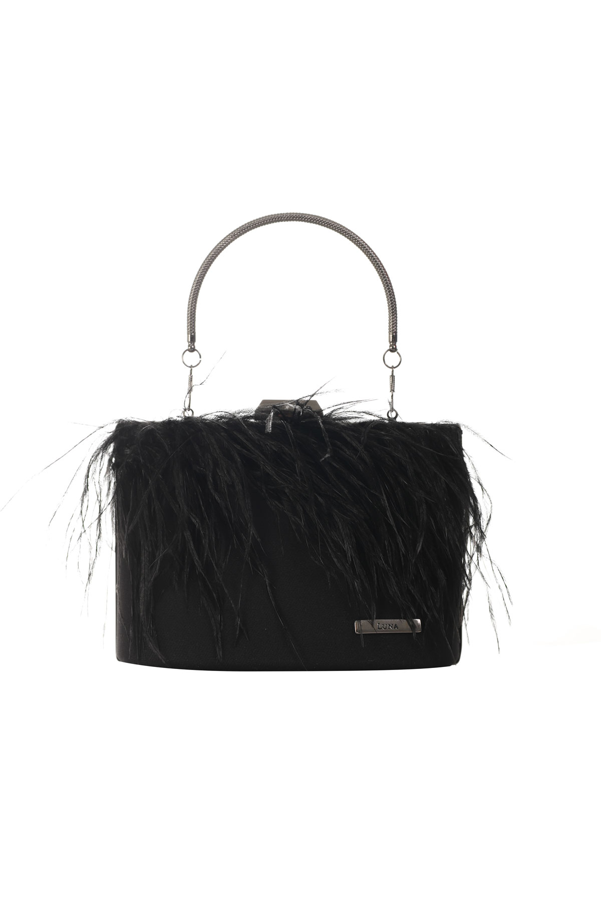 Elegantna crna torba sa perjem | Modna kuća Luna