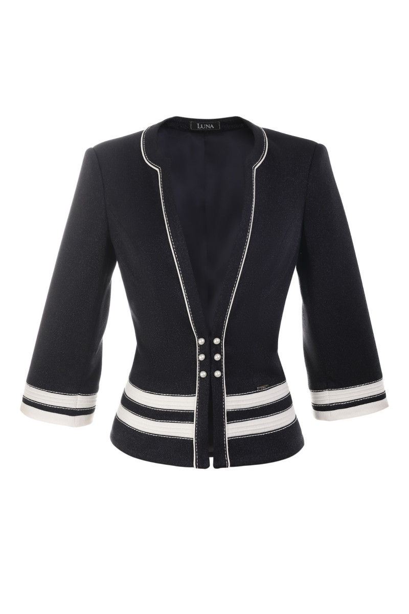 Elegantni sako bez revera sa tri-četvrt rukavima | Modna kuća Luna